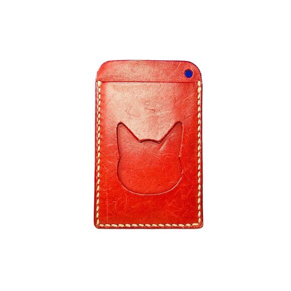 Bags | Meow Meow Cat Red Leather Id Card Holder Wallet | Poshmark